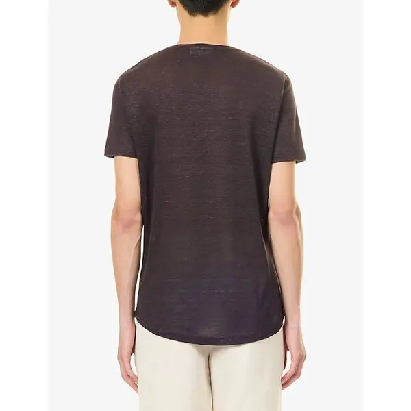 Orlebar Brown Brand-tab Short-sleeve Linen T-shirt - Espresso