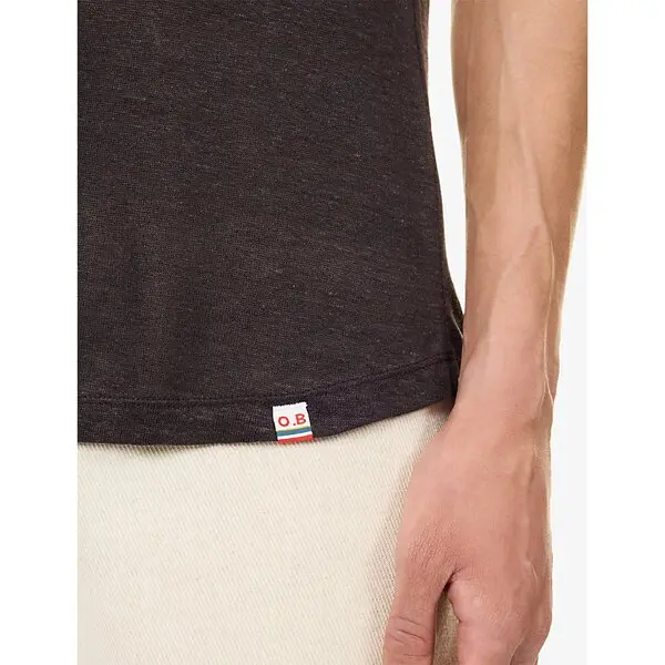 Orlebar Brown Brand-tab Short-sleeve Linen T-shirt - Espresso