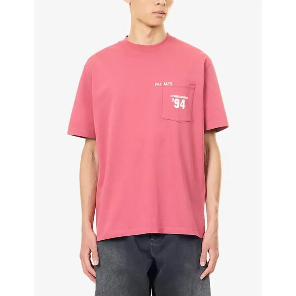 PALMES Patch-pocket Brand-print Cotton T-shirt