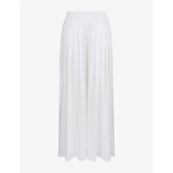 House Of Cb Alina Pleated Wide-leg Sateen Trousers - White