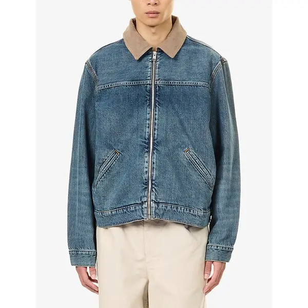 FRAME Contrast-collar Relaxed-fit Denim Jacket