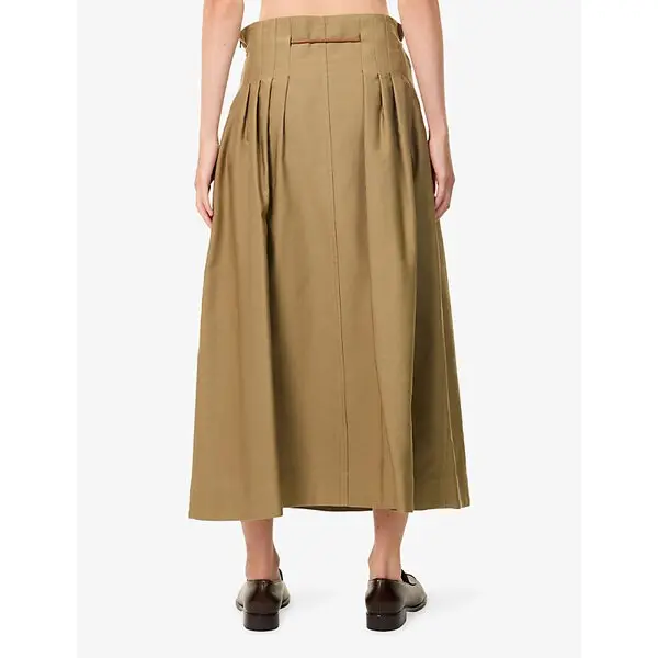 Max Mara Pleated Ottoman Cotton Midi Skirt