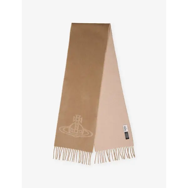 VIVIENNE WESTWOOD Double Face Orb-jacquard Wool Scarf - Camel