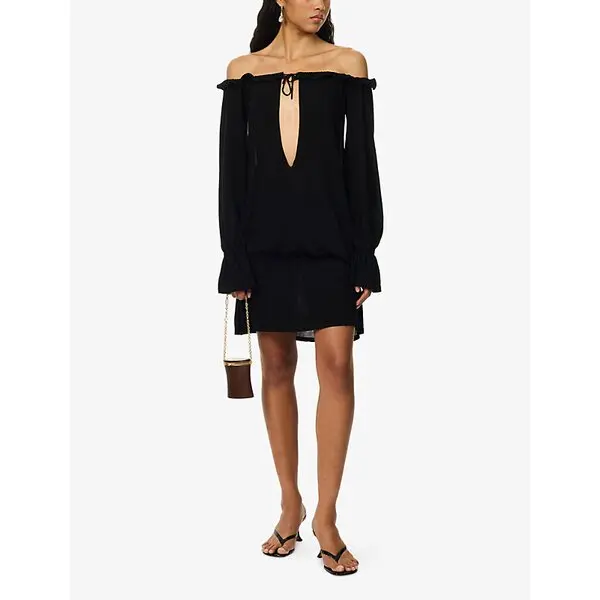 AYA MUSE Cryo Off-shoulder Woven Mini Dress
