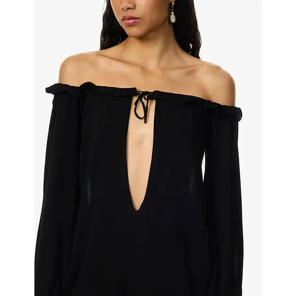 AYA MUSE Cryo Off-shoulder Woven Mini Dress