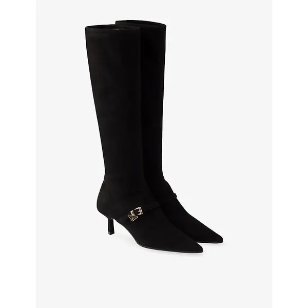 Prada Stretch Heeled Tall Suede Boots