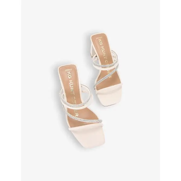 Kurt Geiger Sasha Embellished Faux-leather Block Heel Sandals
