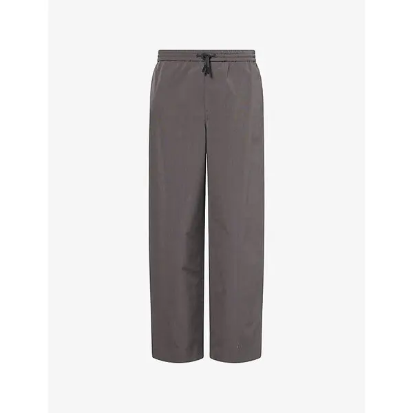 Loewe Anagram-embroidered Cotton-blend Trousers - Mudium Grey