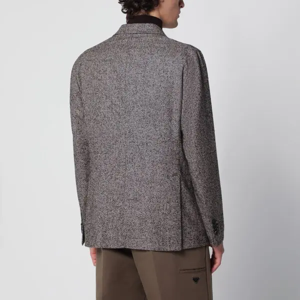 Tagliatore Tobacco-coloured Double-breasted Jacket In A Wool Blend