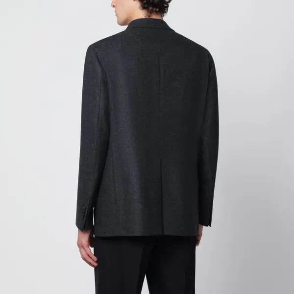 Tagliatore Anthracite Double-breasted Jacket In Wool And Cashmere