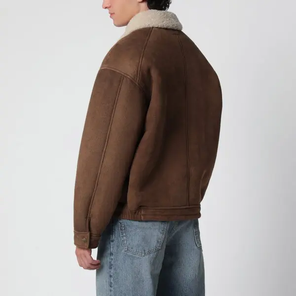 SALVATORE SANTORO Coffee Shearling Jacket With Zip
