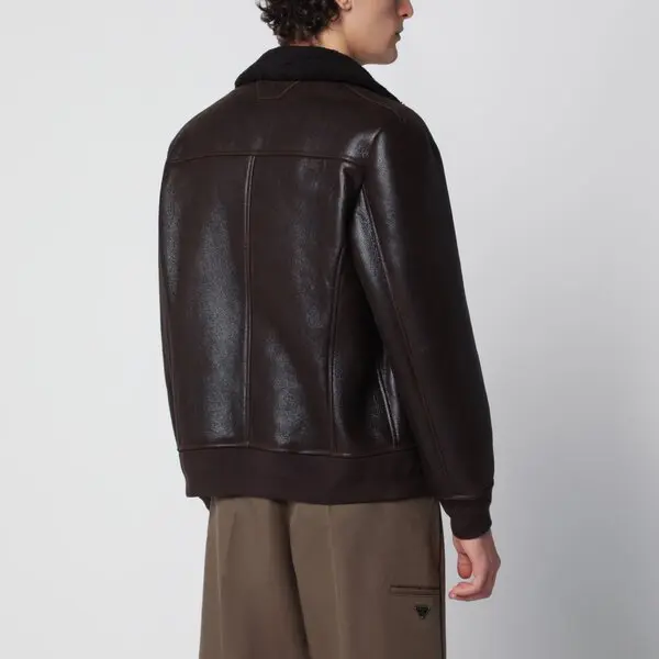 SALVATORE SANTORO Dark Leather Zip-up Jacket
