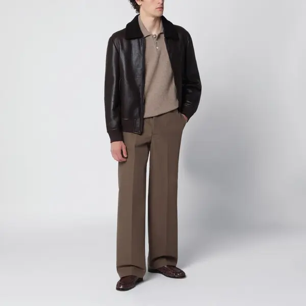 SALVATORE SANTORO Dark Leather Bomber Jacket