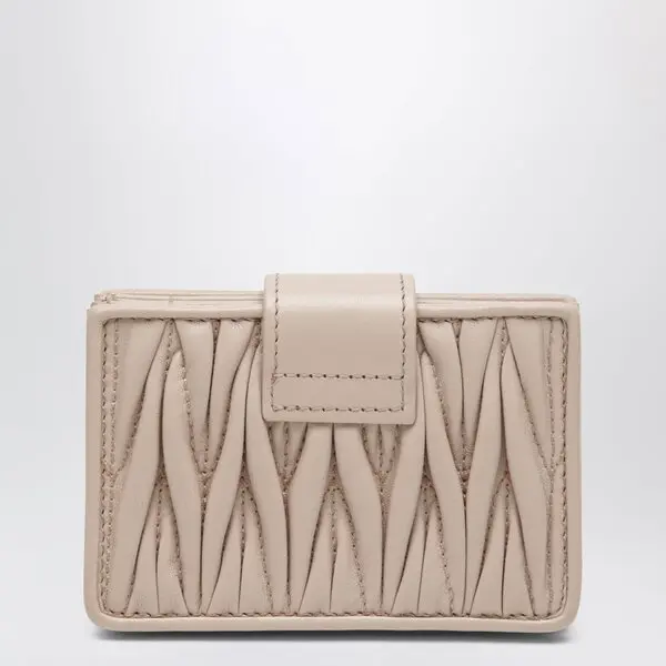 Miu Miu Matelassé Nappa Card Holder In Powder