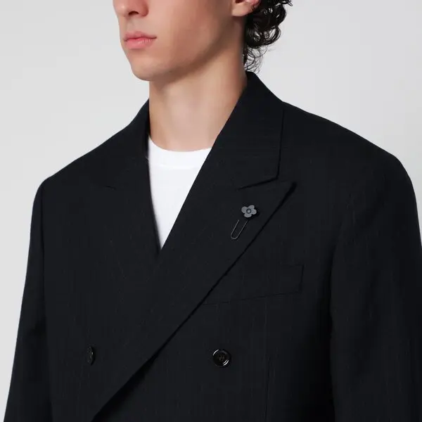 LARDINI Double-breasted Jacket In Wool With Pinstripe Pattern