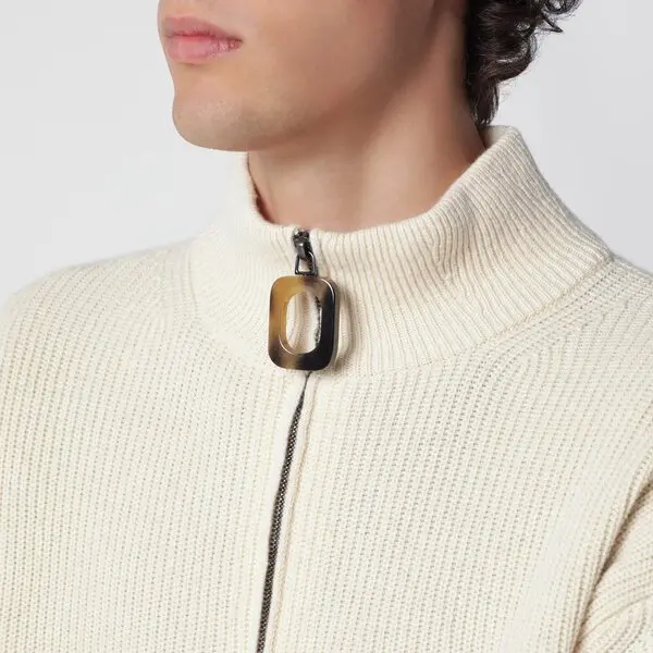JW Anderson Ivory Half-zip Sweater In Wool Blend