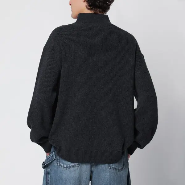 JW Anderson Dark Half-zip Sweater In Wool Blend