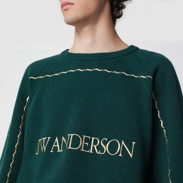 JW Anderson Forest Wool Sweater With Logo Embroidery
