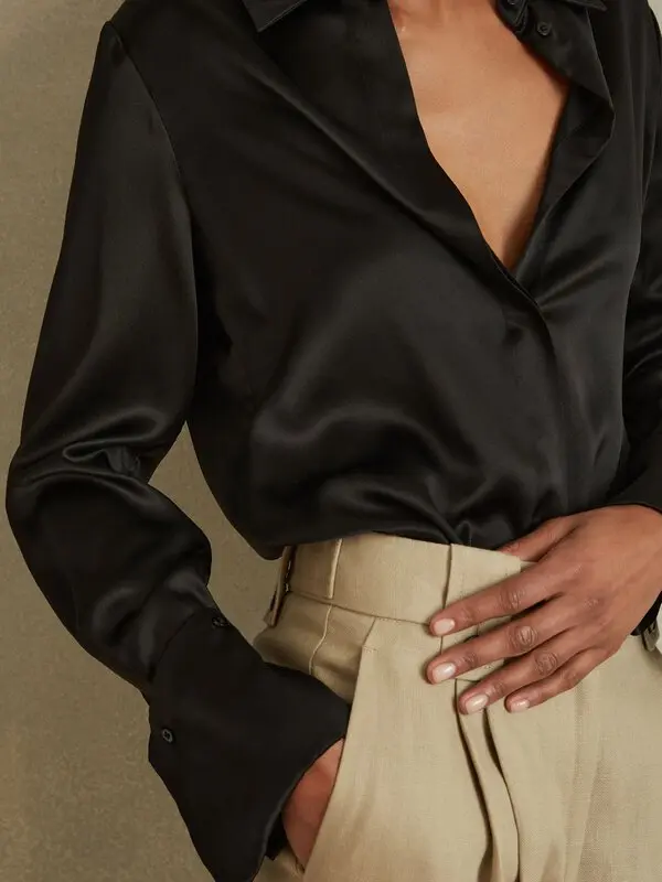 REISS Silk Double-cuff Button-through Shirt