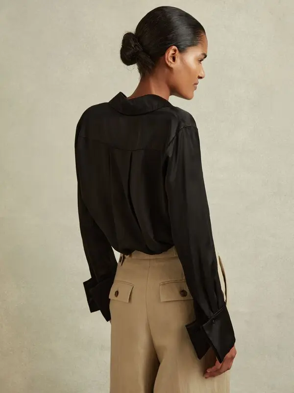 REISS Silk Double-cuff Button-through Shirt