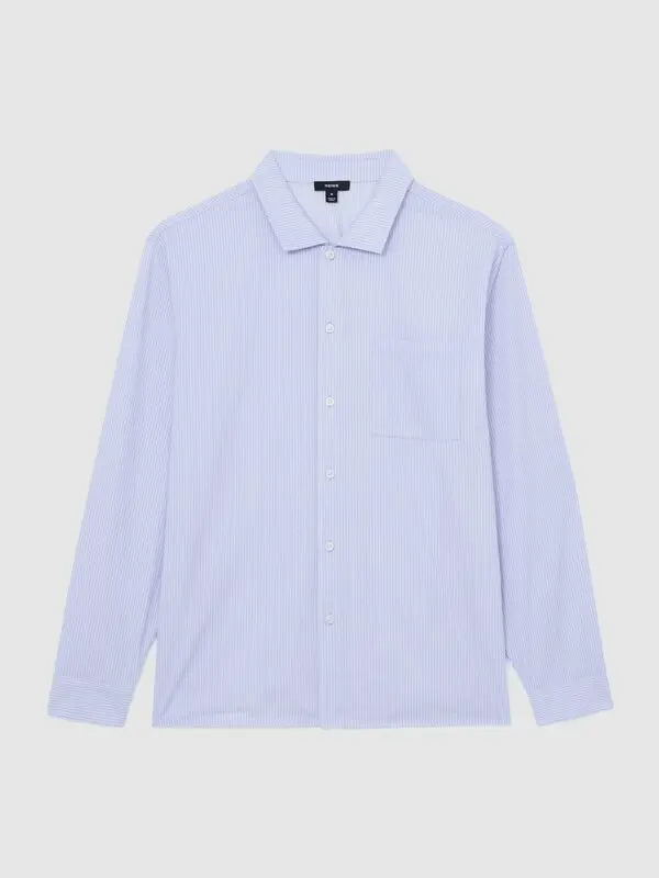 REISS Pinstripe Regular-fit Long-sleeve Shirt With Cotton - Soft Blue