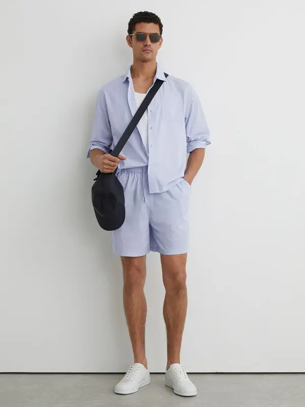 REISS Pinstripe Regular-fit Long-sleeve Shirt With Cotton - Soft Blue
