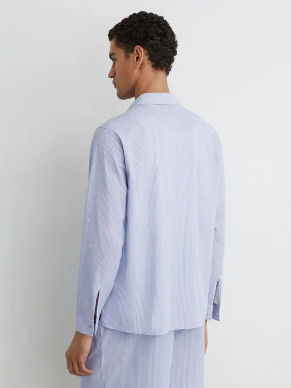 REISS Pinstripe Regular-fit Long-sleeve Shirt With Cotton - Soft Blue