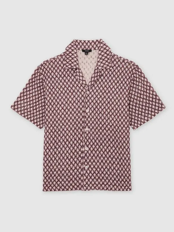 REISS Cotton-blend Embroidered Crochet Shirt