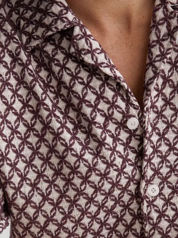 REISS Cotton-blend Embroidered Crochet Shirt