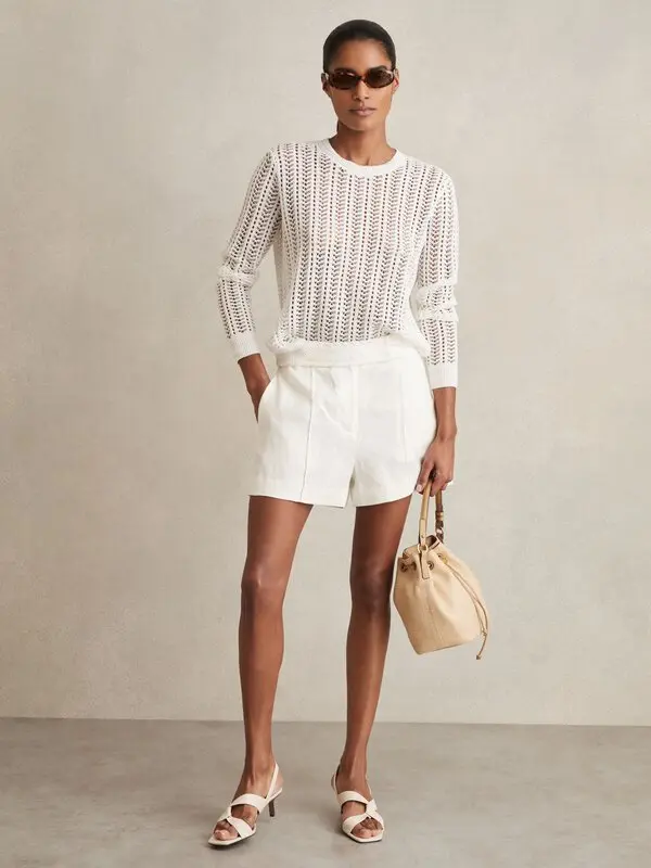 REISS Linen Whipstitch Shorts