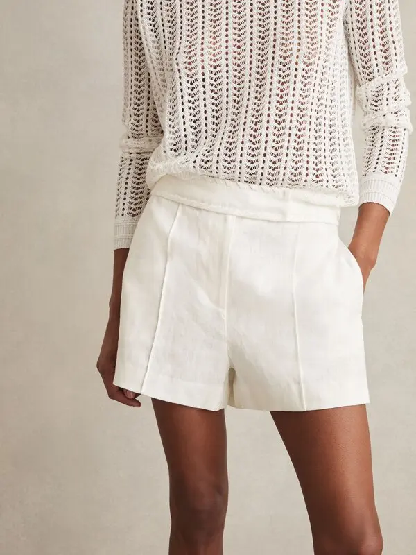 REISS Linen Whipstitch Shorts
