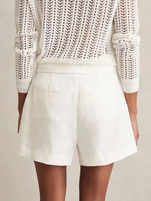REISS Linen Whipstitch Shorts