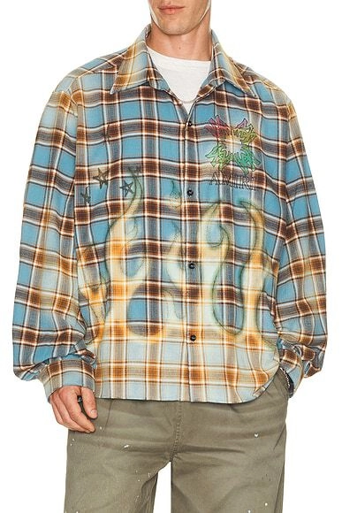 Amiri Ma Quad Flames Flannel Shirt