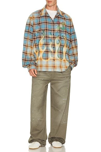 Amiri Ma Quad Flames Flannel Shirt