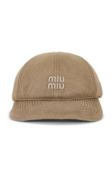 Miu Miu Drill Washed Soft Calf Baseball Cap - Argilla
