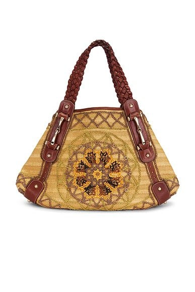 Gucci Raffia Pelham Embroidered Hobo Bag