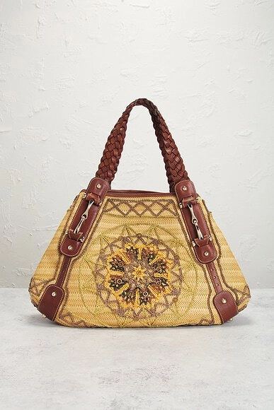 Gucci Raffia Pelham Embroidered Hobo Bag