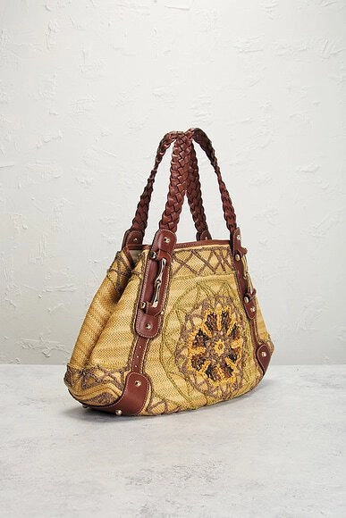 Gucci Raffia Pelham Embroidered Hobo Bag