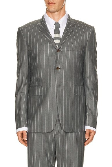 Thom Browne Fit Wool Flannel Chalk Stripe Blazer