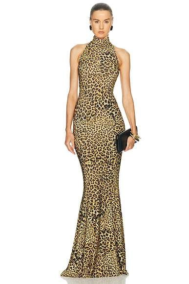 Norma Kamali Halter Turtle Fishtail Gown
