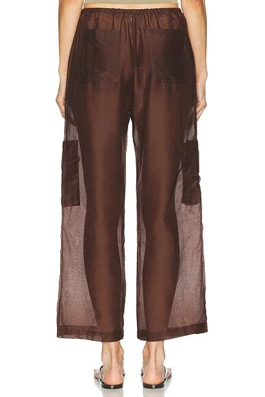 Donni. Silk Cotton Sheer Cargo Pant - Walnut