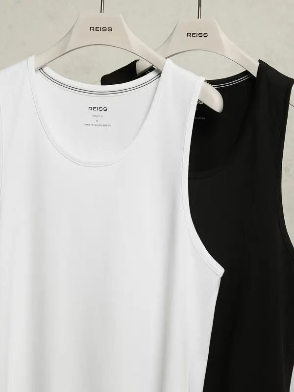 REISS White & Black Cotton Loungewear Vests