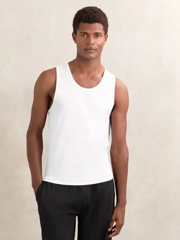 REISS White & Black Cotton Loungewear Vests