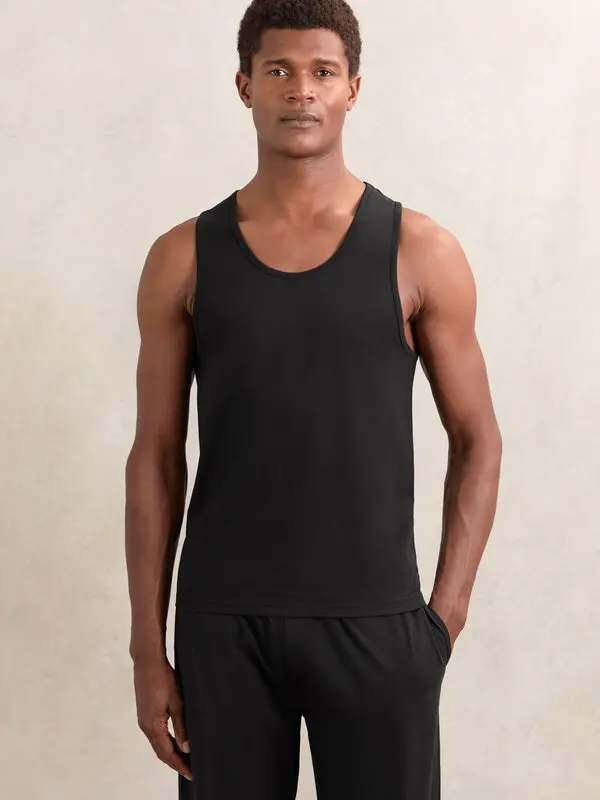 REISS White & Black Cotton Loungewear Vests