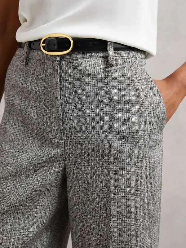 REISS Wide-leg Textured Suit Trousers