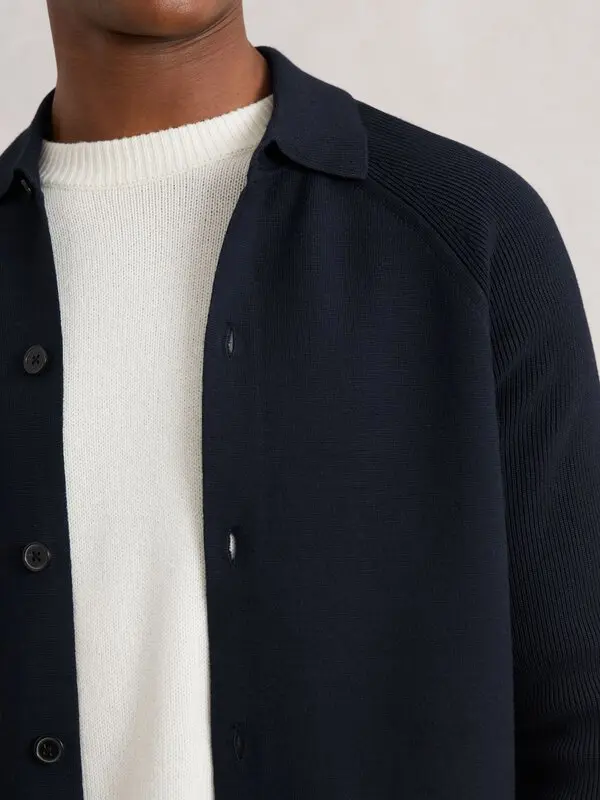 REISS Fitzgerald Button-through Cardigan With Raglan Sleeves