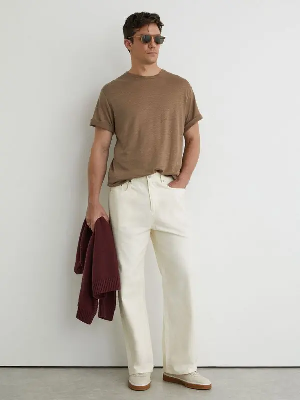 REISS Linen Relaxed-fit Crew-neck T-shirt