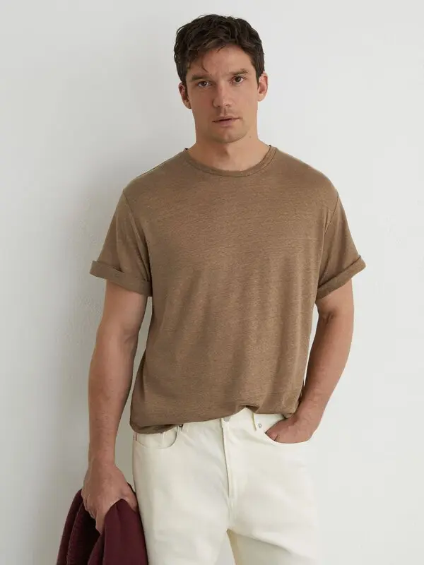 REISS Linen Relaxed-fit Crew-neck T-shirt