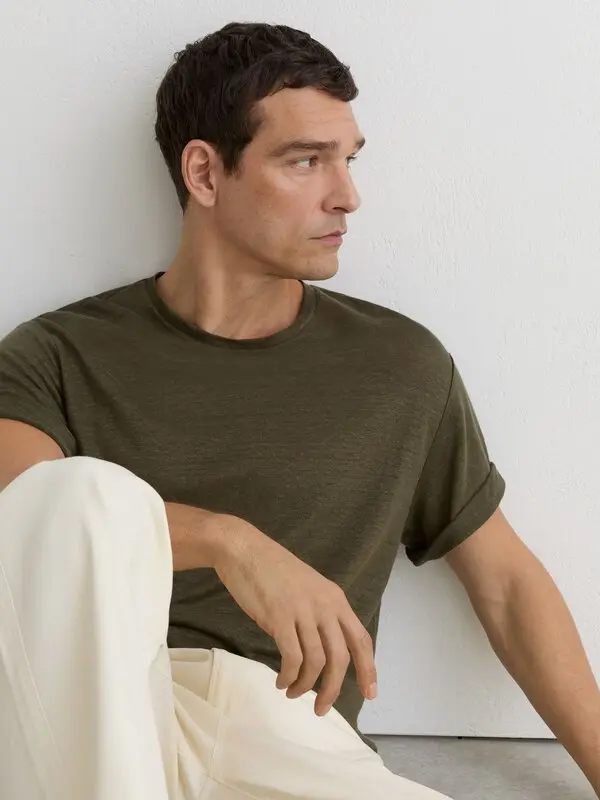REISS Linen Relaxed-fit Crew-neck T-shirt