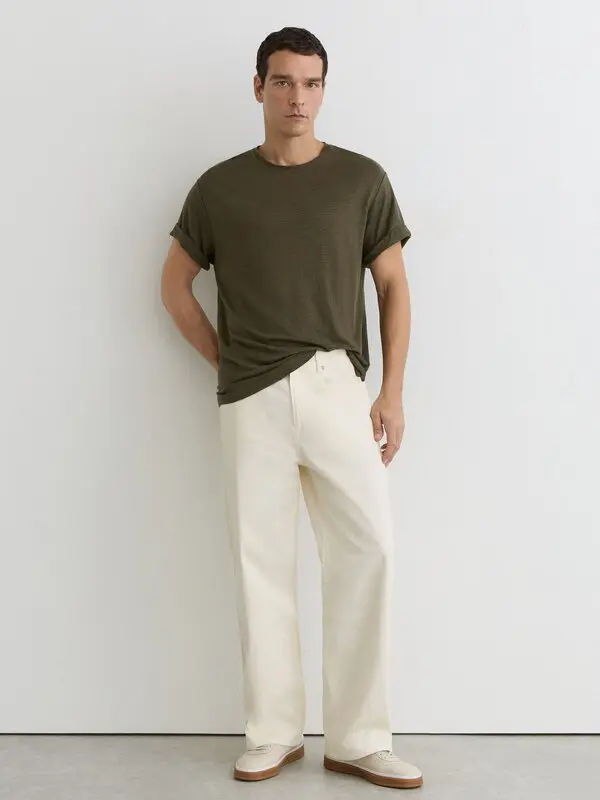 REISS Linen Relaxed-fit Crew-neck T-shirt